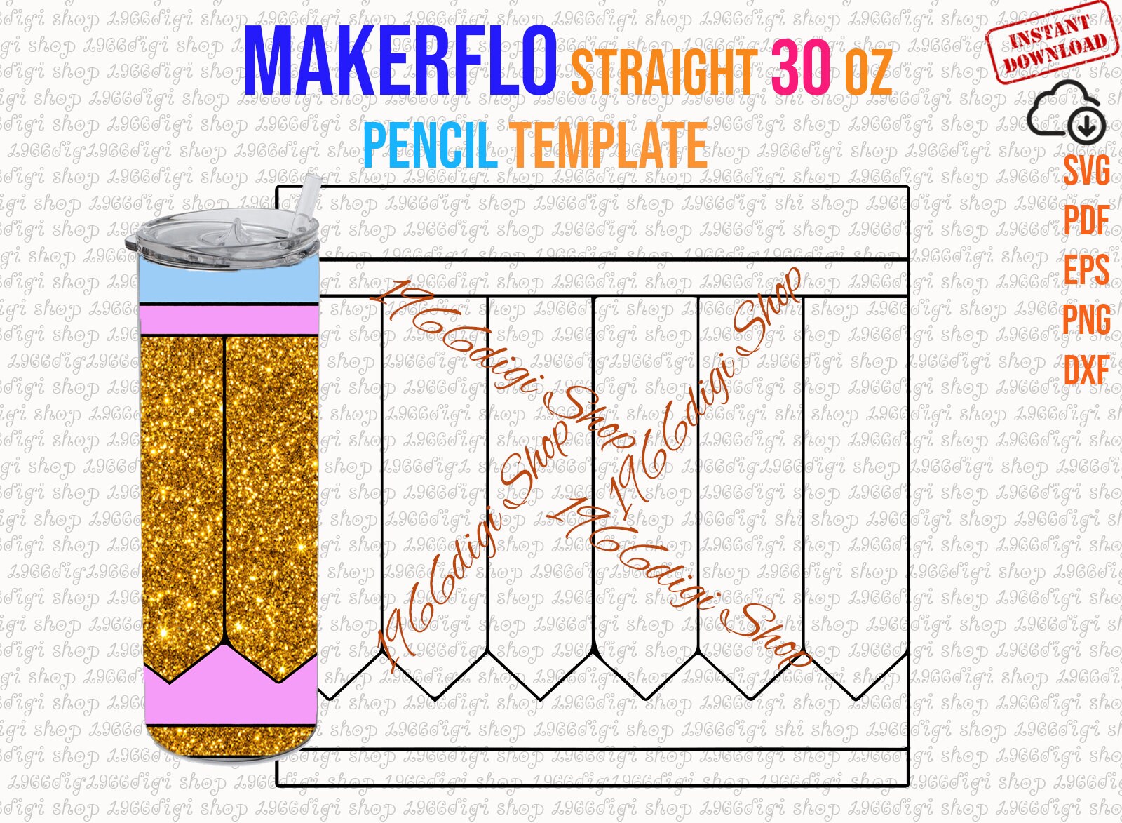 Makerflo Pencil 30oz Straight Tumbler Template Makerflo 30oz - Etsy