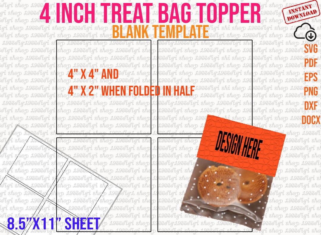 Treat Bag Template 4 Inches, Bag Topper Blank Template, 4" Multipurpose ...