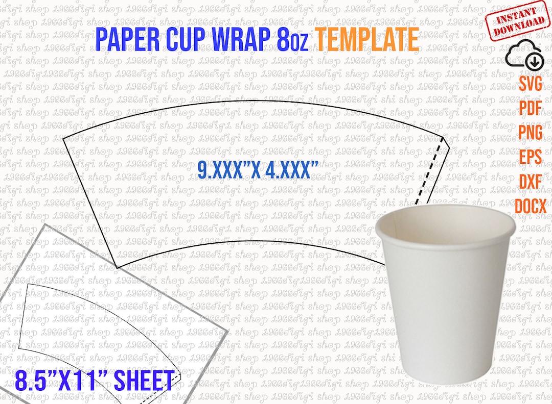 8oz Paper Cup Template: Full Wrap Design (digital Download) - Etsy