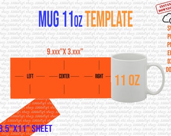 Mug 15oz Template, 15 Oz Mug Template for Sublimation Full Wrap, Handle ...