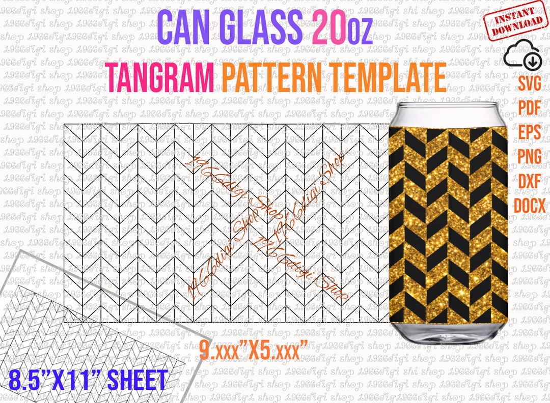 Can Glass Svg, Tangram Can Glass 20 Oz Svg, Tangram Svg, Libbey Glass ...