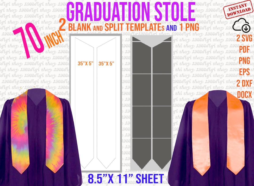 Stole Template, Stole Graduation Custom, 70" Graduation Stole Template ...