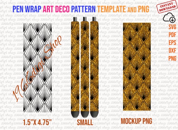 Pen Wrap Template Art Deco Pattern Template Svg Pen Wrap Art - Etsy
