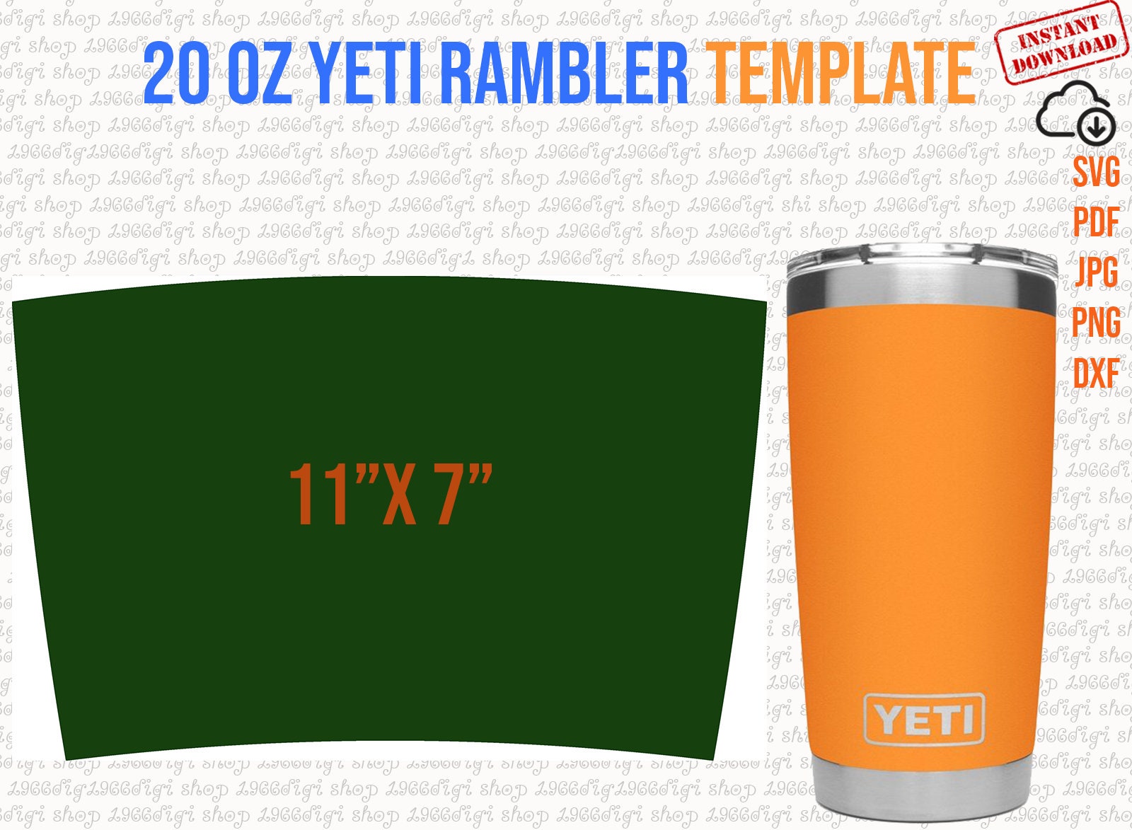 YETI Rambler 20oz Template Full Wrap For Rambler Yeti Tumbler Etsy