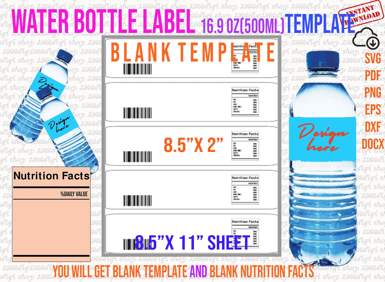 Plantilla De Etiqueta Para Botella De Agua Etiquetas De Agua Mineral,