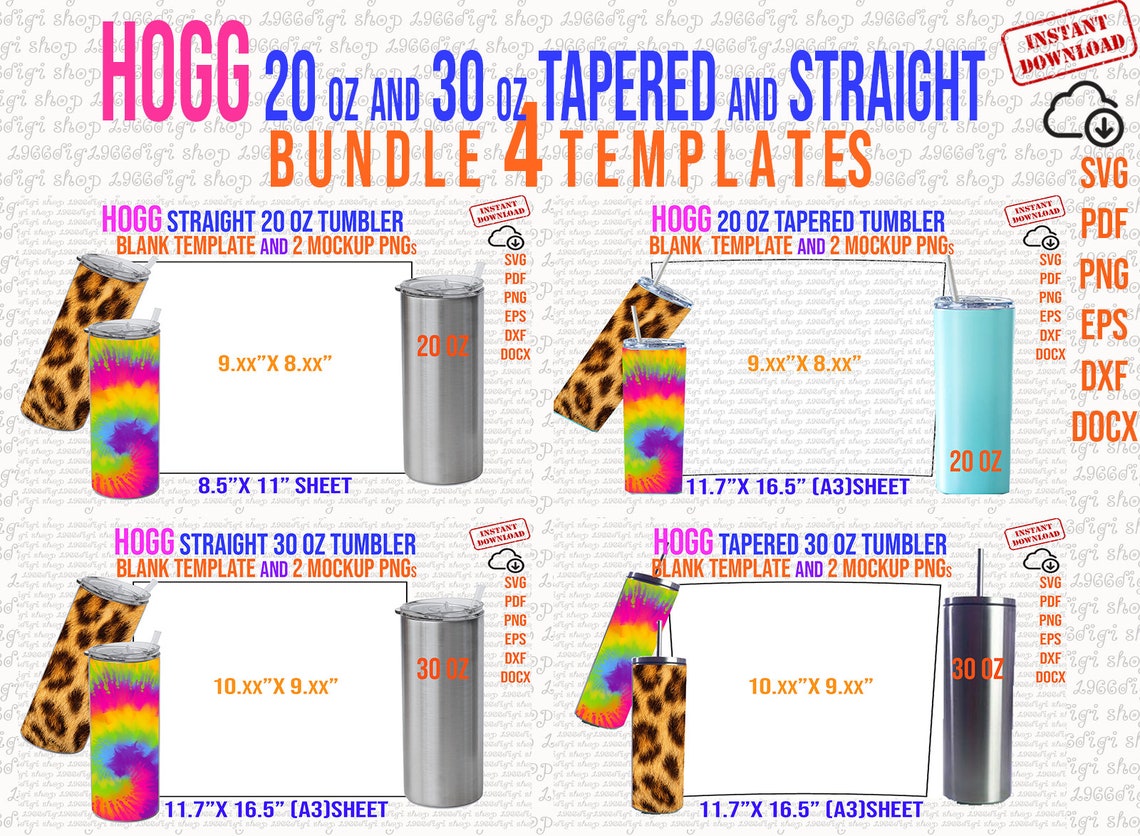 Hogg Template Hogg Bundle 4 Templates 20 Oz and 30 Oz - Etsy