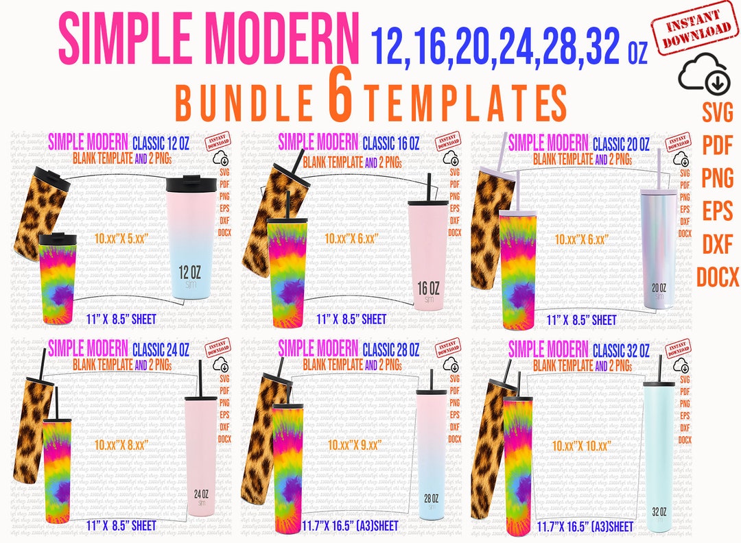 Simple Modern Template, Simple Modern Bundle 6 Templates, 12,16,20,24 ...