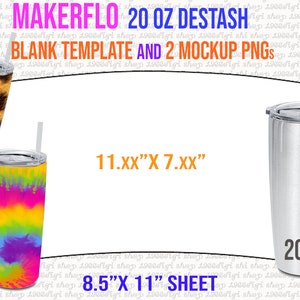 Makerflo 20 Oz Destash Tumbler Template Full Wrap for 20 Oz Destash ...