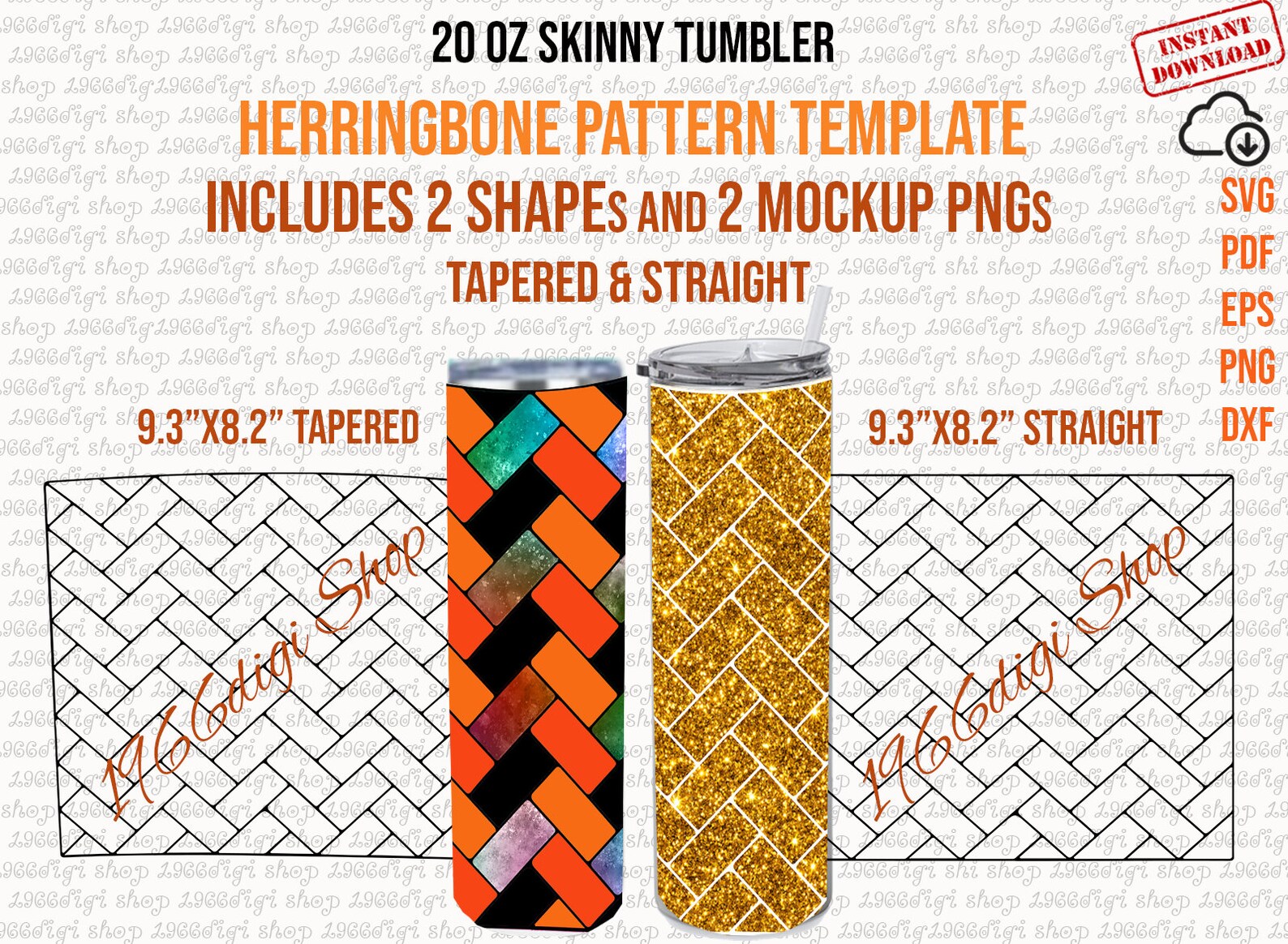 Tumbler Wrap Svg Skinny 20 Oz Herringbone Tumbler Template - Etsy