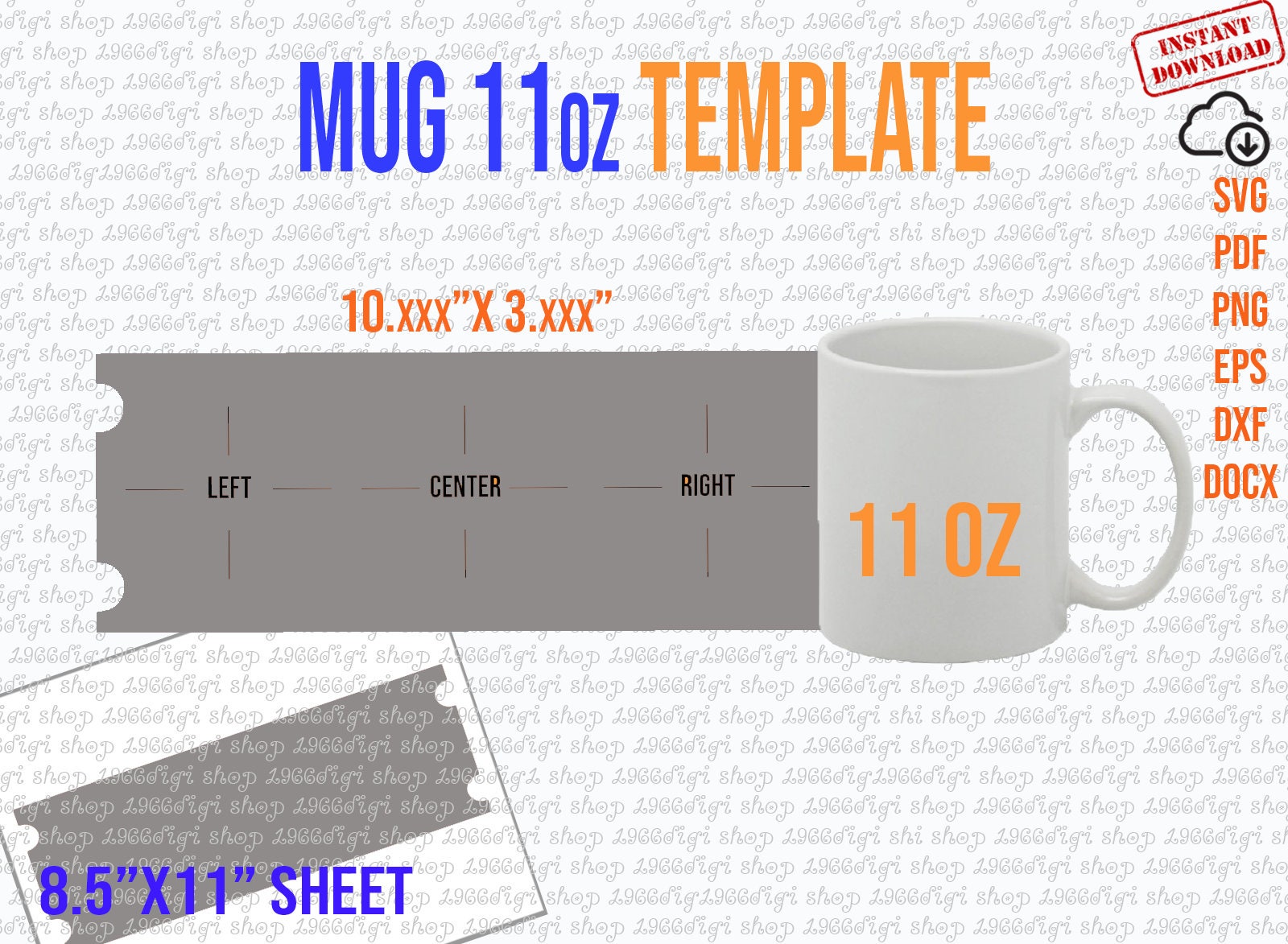 Mug Template Mug Svg Mug Bundle 12 Templates 10 Oz 11 Oz - Etsy