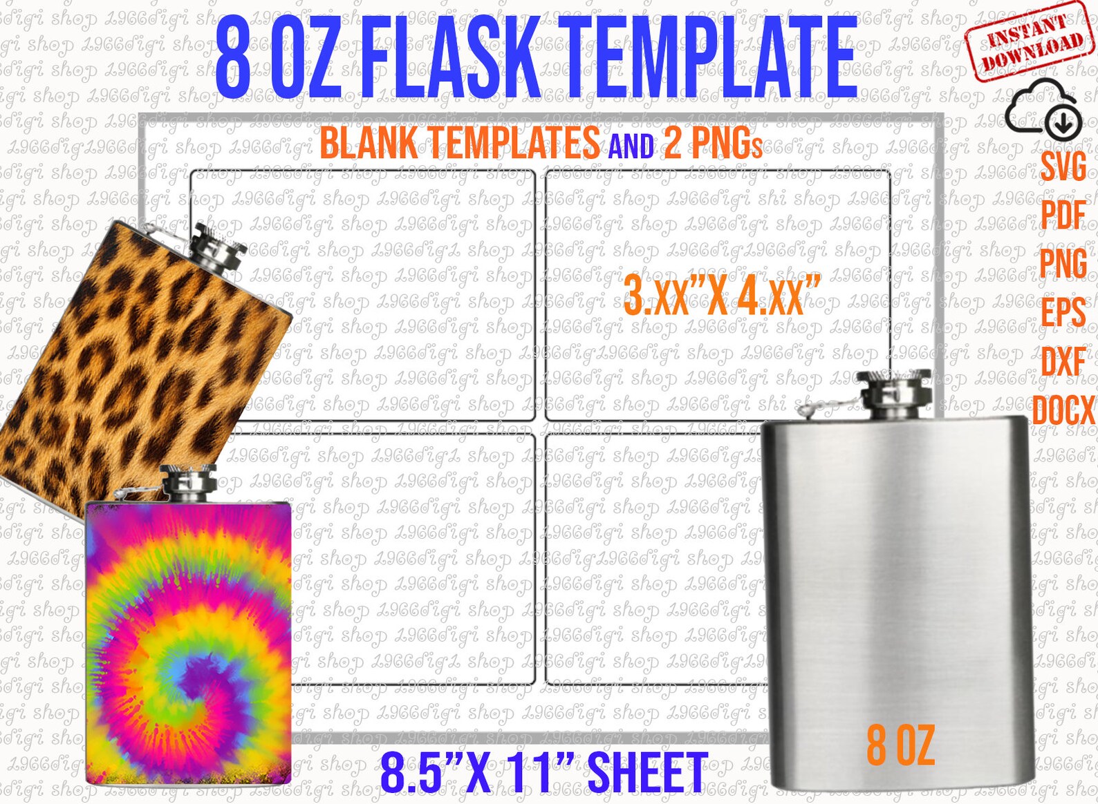 Flask Svg, Flask Template, Flask 8 Oz Template,alcohol Svg, Flask Svg ...