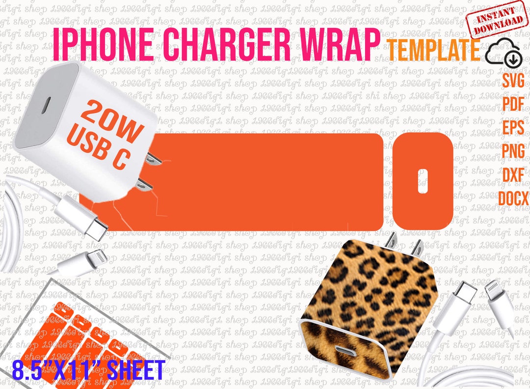 IPhone Charger Wrap Template: 20W USB-C, 8.5x11 Sheet (digital Download ...
