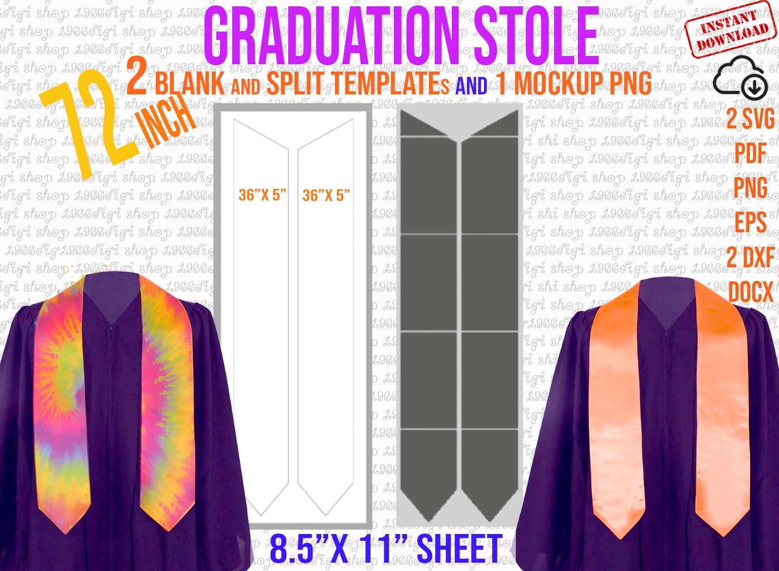 Stole Template Stole Graduation Custom 72 Graduation - Etsy