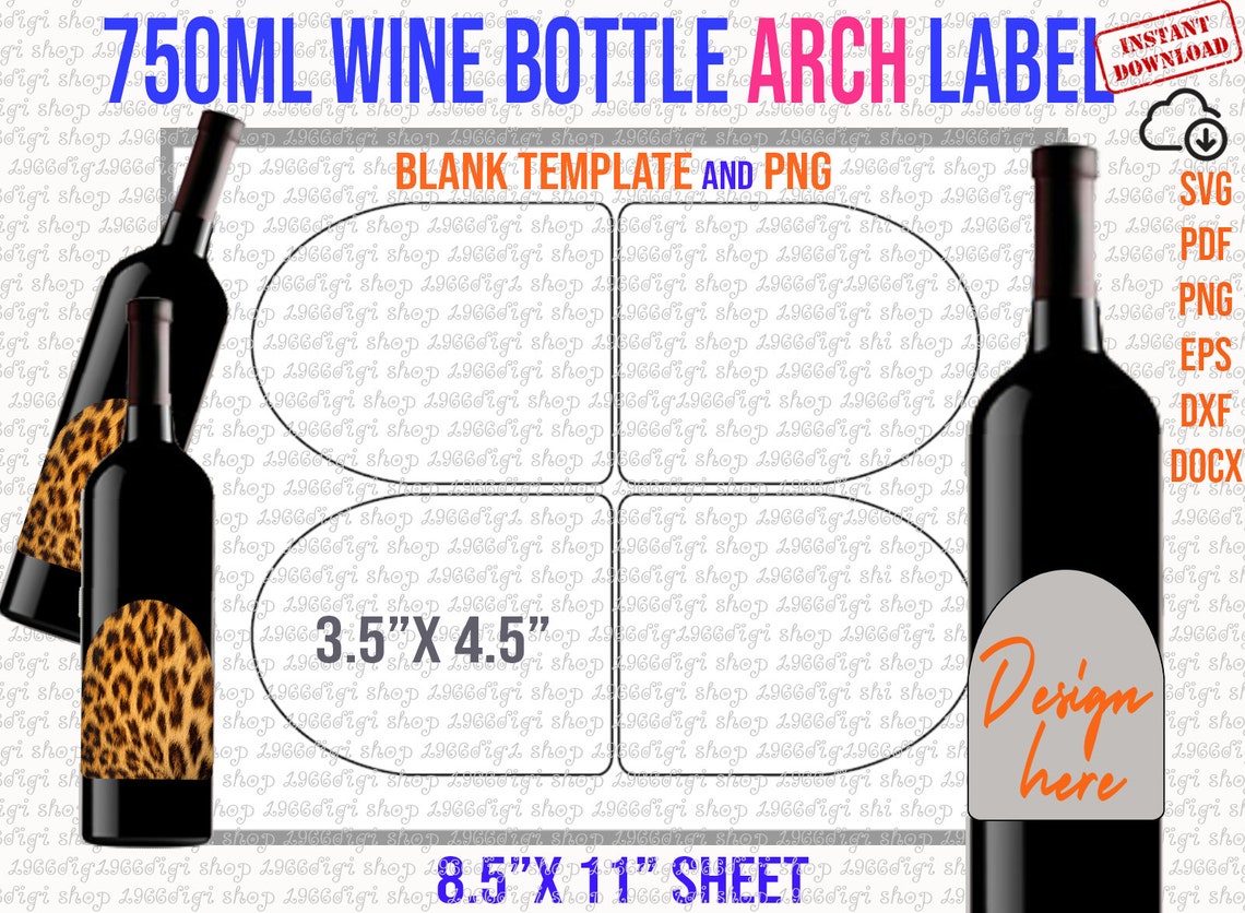 Arch Wine Label Template: 3.5x4.5" Blank Design (SVG, PDF, PNG) - Etsy