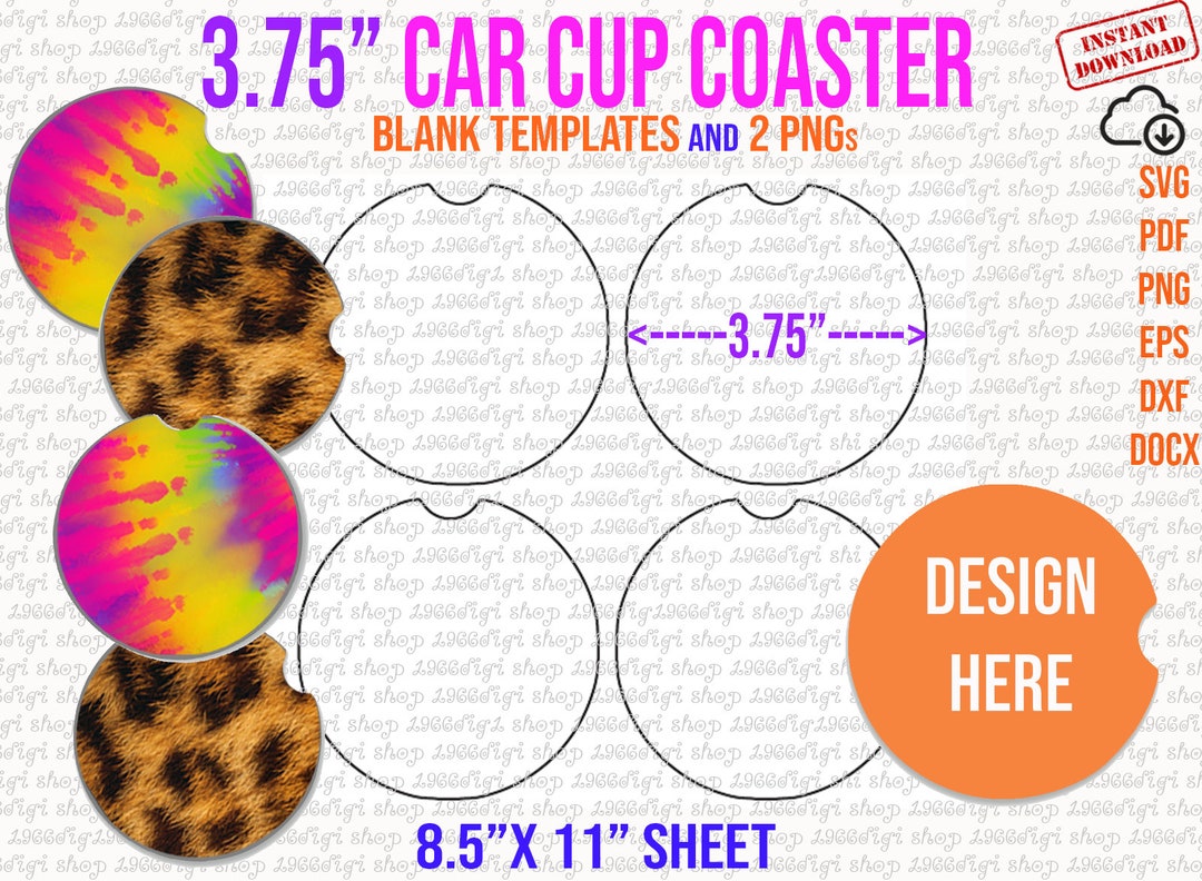 Car Cup Coaster Template, 3.75