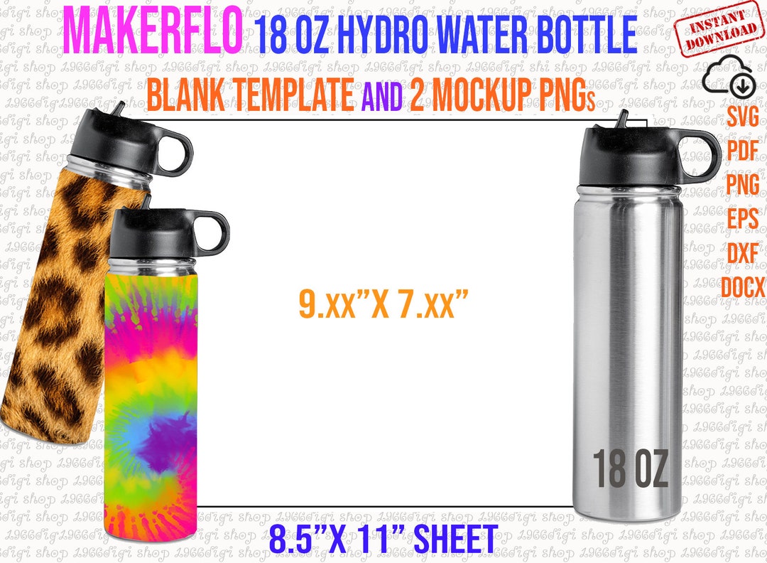Makerflo Hydro 18oz Water Bottle Tumbler Template Full Wrap for 18oz ...