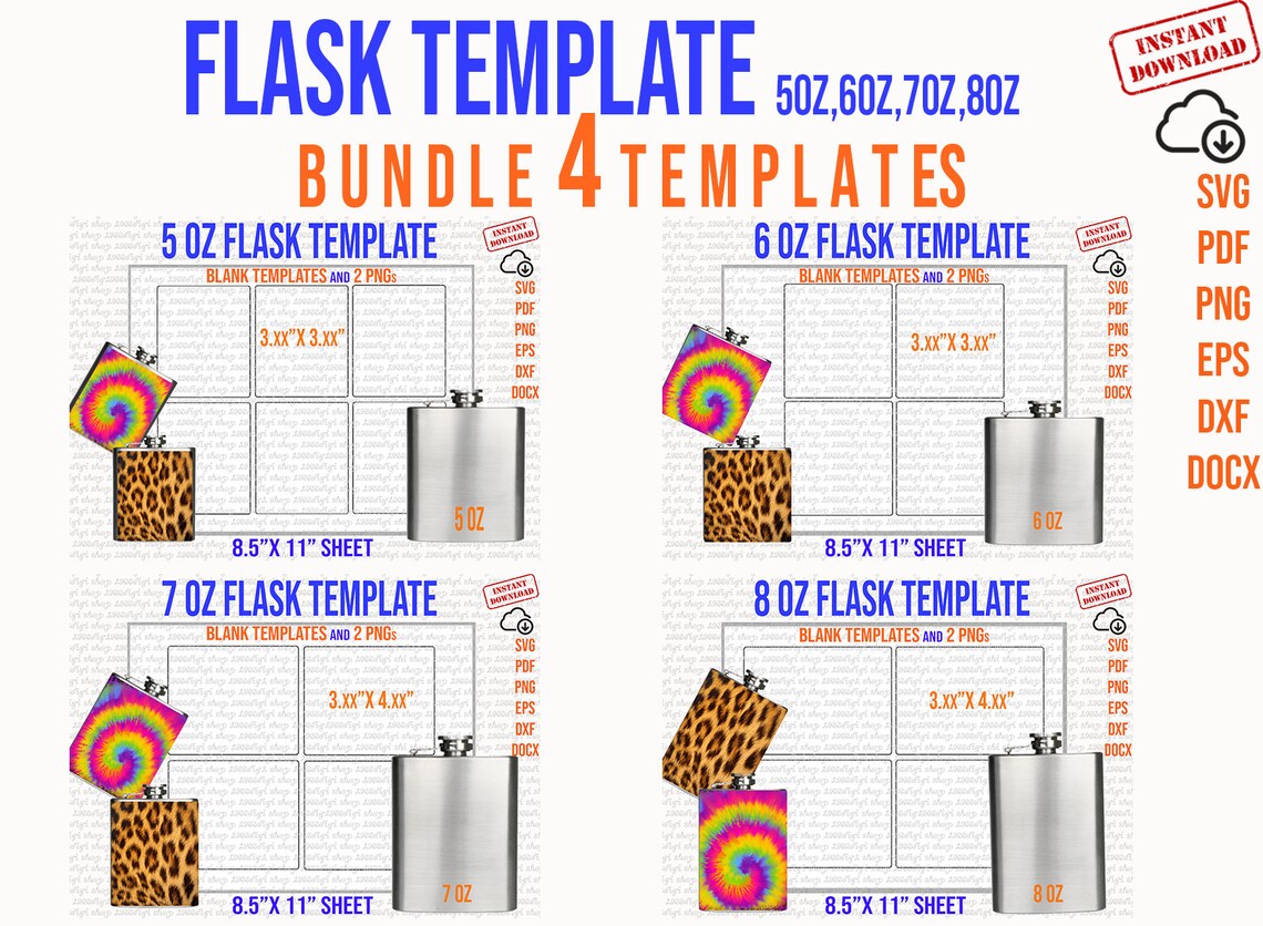 Flask Template, Bundle Flask Svg, Bundle Flask Template, Flask 5,6,7,8 ...