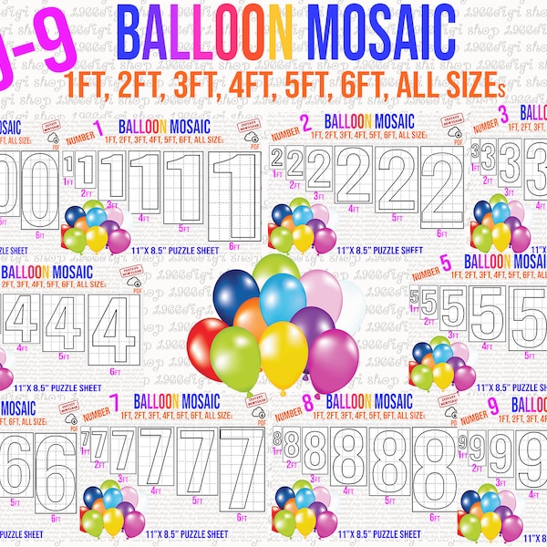 Mosaic Balloon Numbers - Etsy