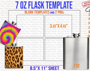 Flask 7oz Template, Flask 7 Oz Svg, Alcohol Svg, Flask Svg Designs ...