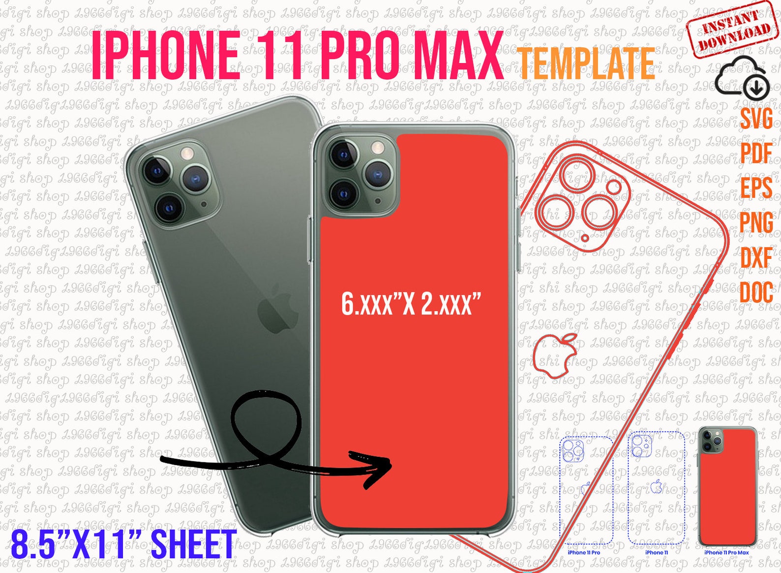 IPhone 11 Pro Max Template, iPhone Template, Phone Case Template ...