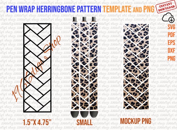 Pen Wrap Templateherringbone Pattern Template Svg Pen Wrap | Etsy