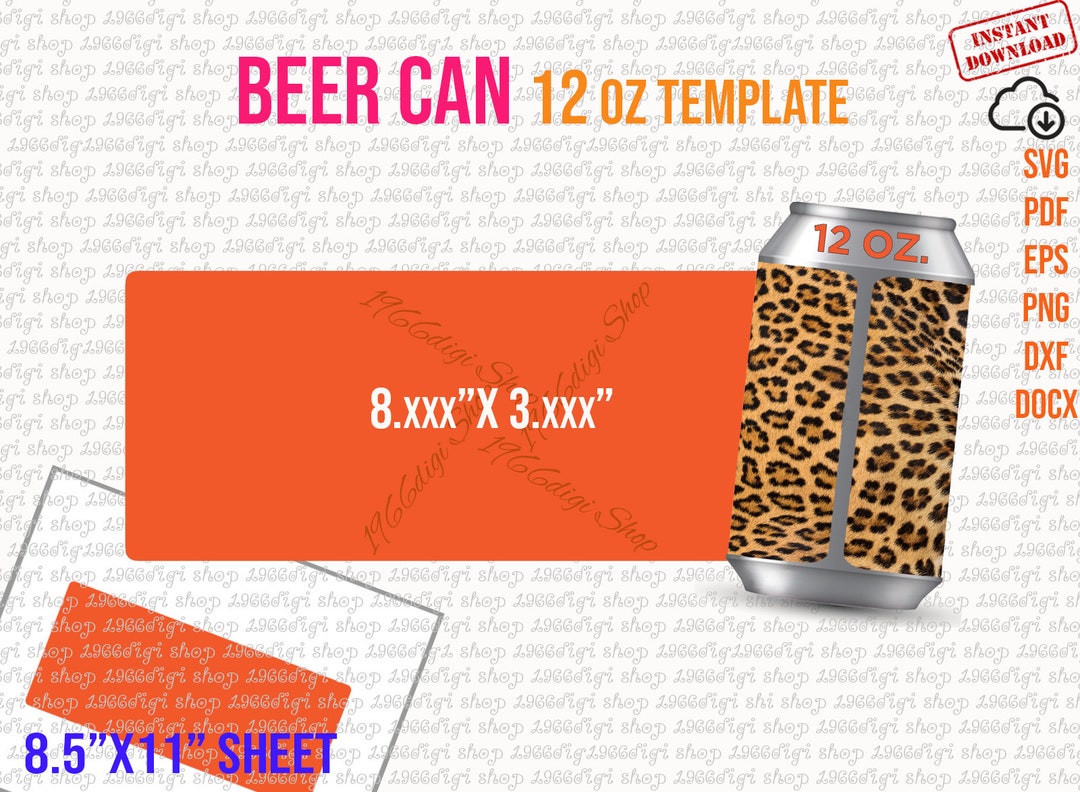Beer Can Svg, Beer Can 12 Oz Label Template, Beer Can Template, Soda ...