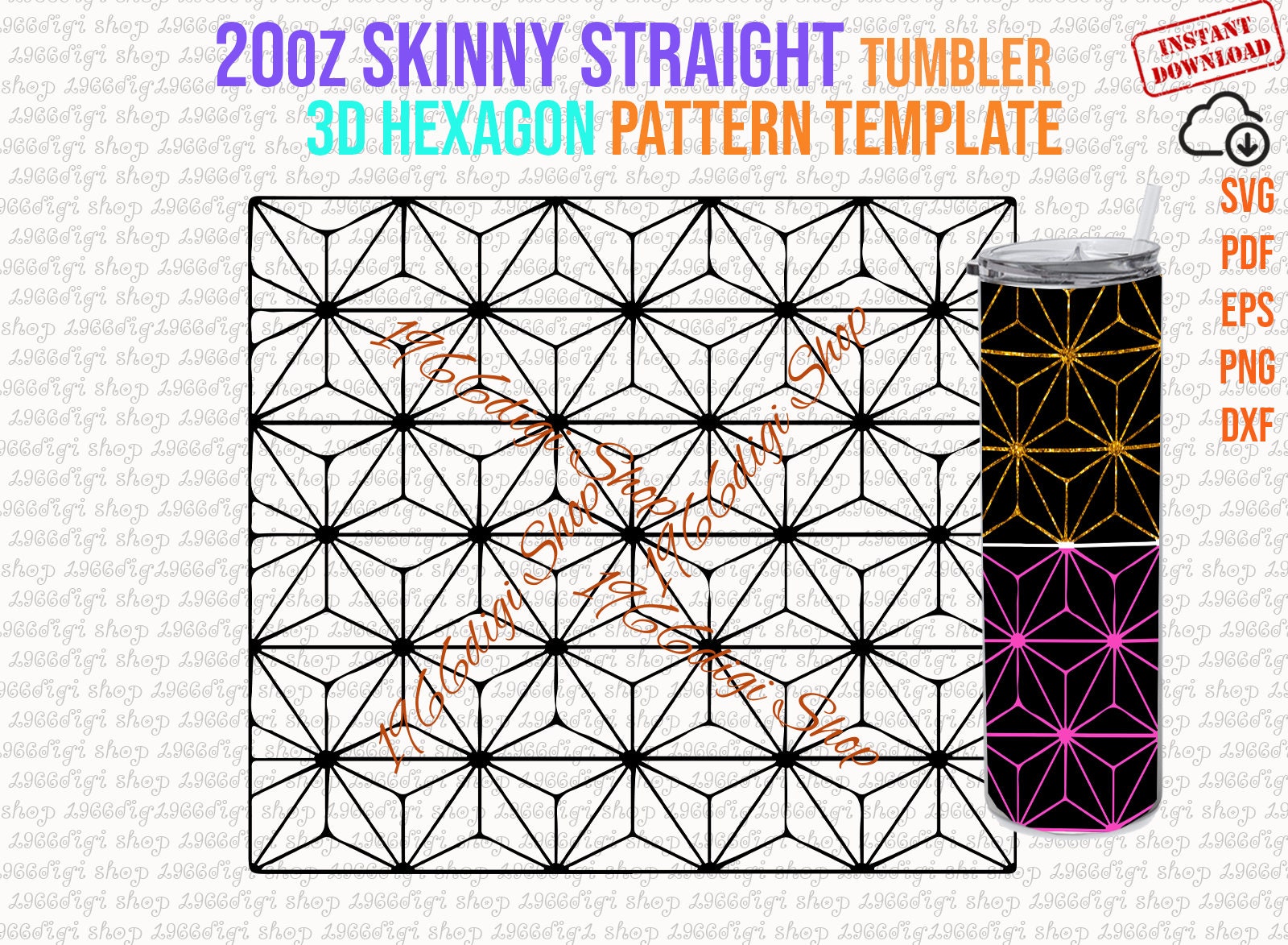 Tumbler Template 3d Hexagon 20oz Skinny Straight Template - Etsy Australia