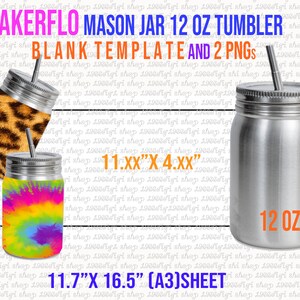 Makerflo Mason Jar 12oz Tumbler Template Full Wrap for Mason Jar 12 Oz ...