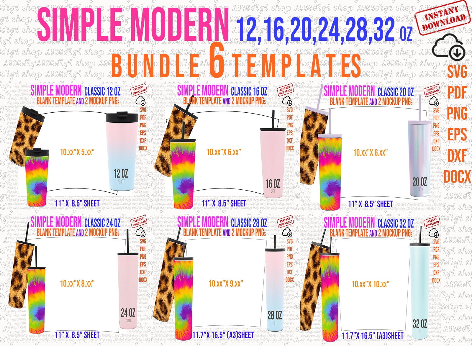 Simple Modern Template, Simple Modern Bundle 6 Templates, 12,16,20,24 ...