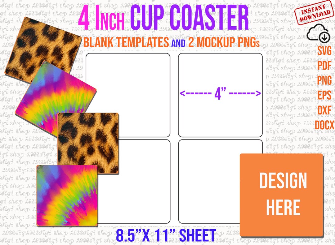 Cup Coaster Template 4 Inch Cup Coaster Svg Coasters - Etsy