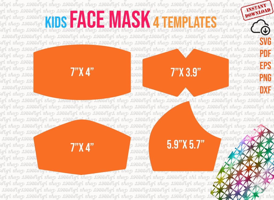 Kids Face Mask Template, Bundle Templates, Mask Template, Sublimation ...