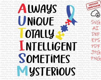 Autism Always Unique SVG - Etsy