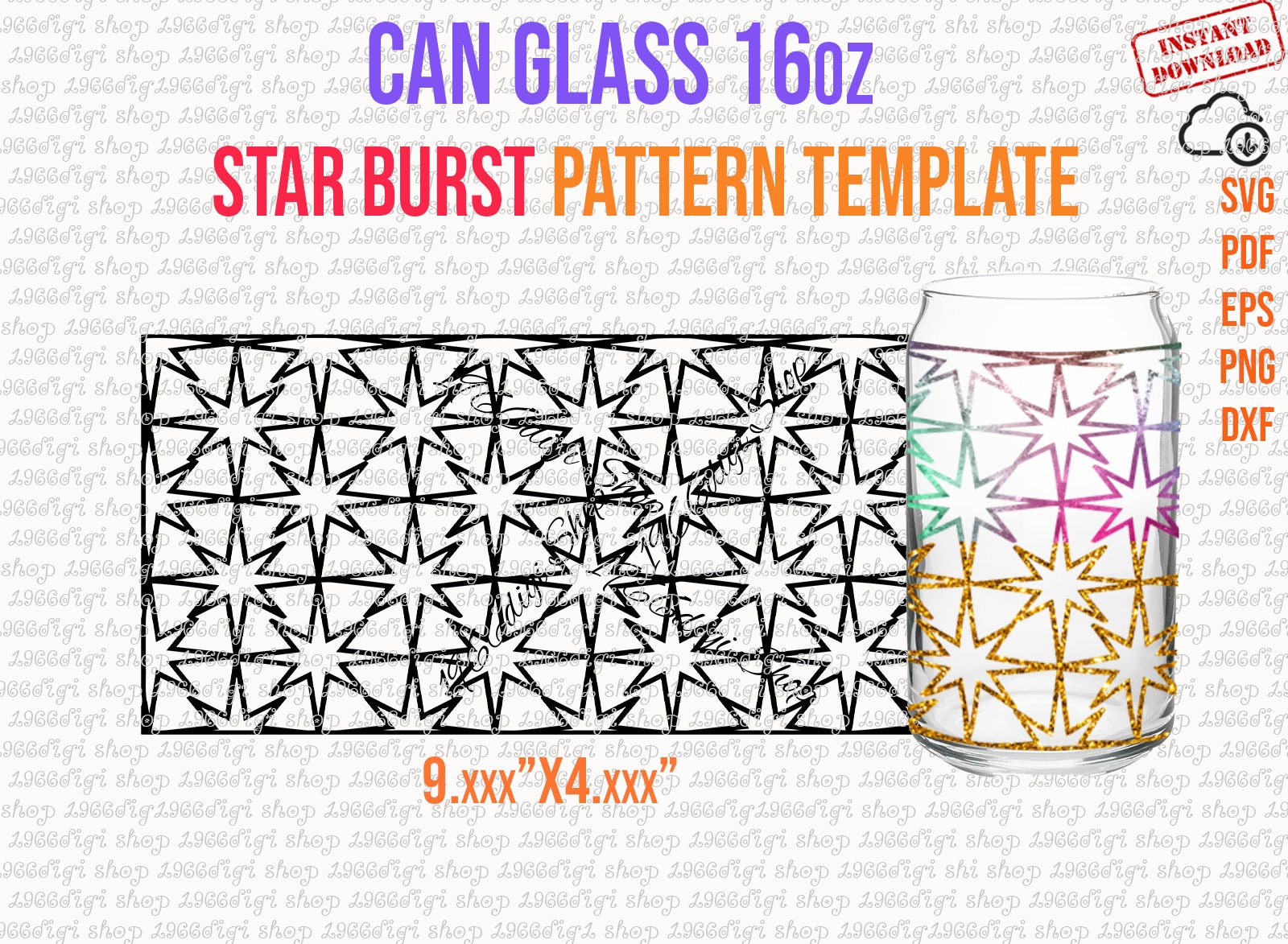 Libbey Glass 16 Oz Svg Star Burst Can Glass Svg Beer Glass - Etsy