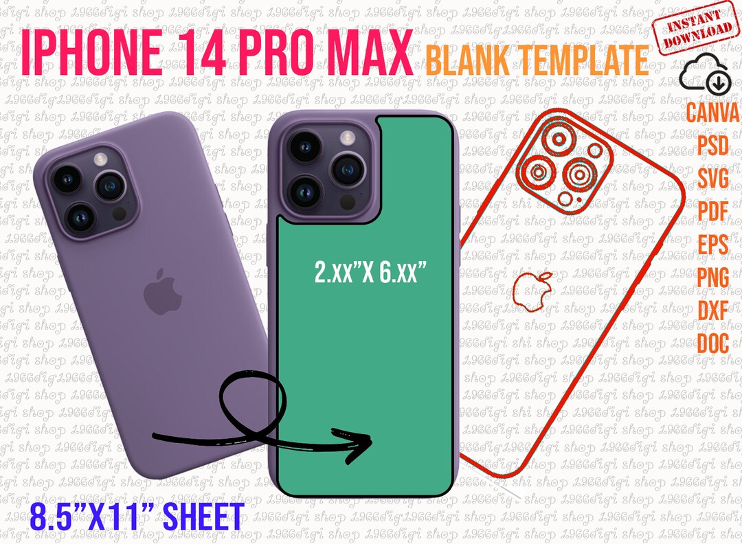 IPhone 14 Pro Max Template: Phone Case SVG, PSD, PDF (digital Download ...