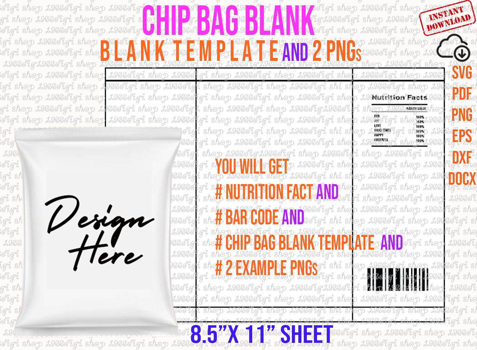 Chip Bag Template, Chip Bags, Chip Bag Svg, Chip Bag Personalized ...