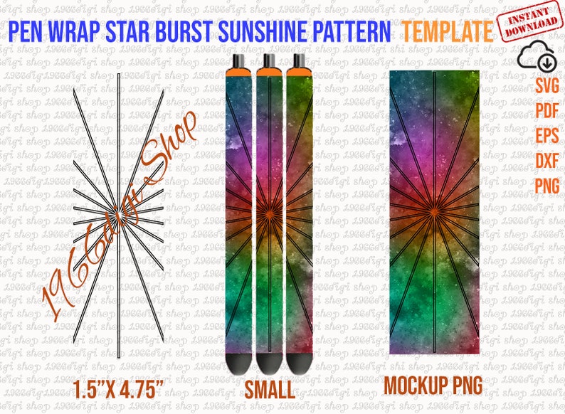 Pen Wrap Template, Pen Wrap Star Burst Sunshine Pattern Template, Star ...