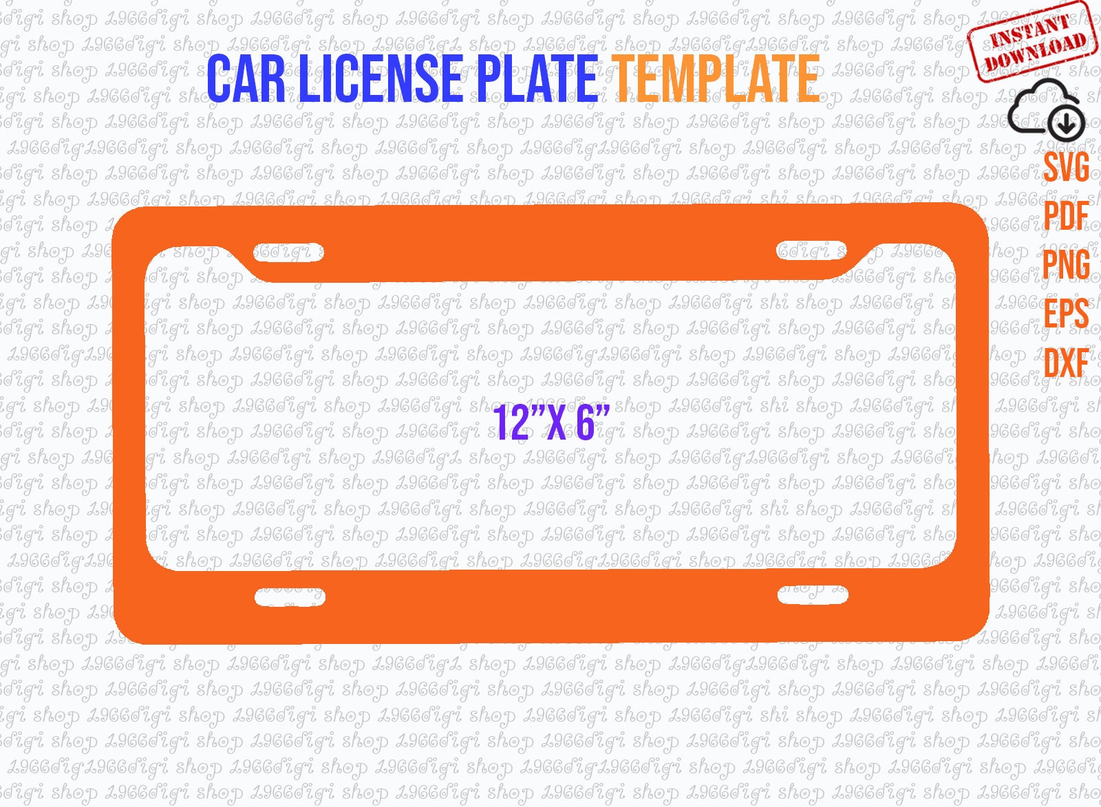Car License Plate Template: Sublimation SVG, PNG, DXF (digital Download ...