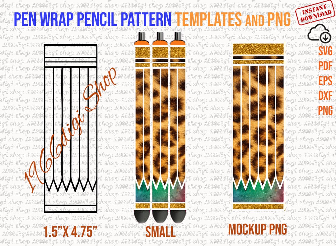 Pencil Pattern Template, Pen Wrap Template Svg, Pencil Pattern Png, Dxf ...