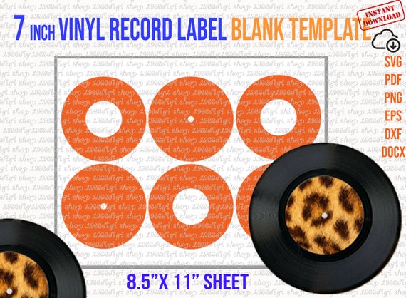 Vinyl Record 7 Inches Label Vinyl Record Label Template - Etsy