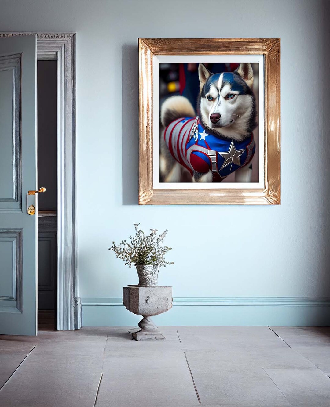 Siberian Husky American Captain Art Decor Instant Download Portrait ...