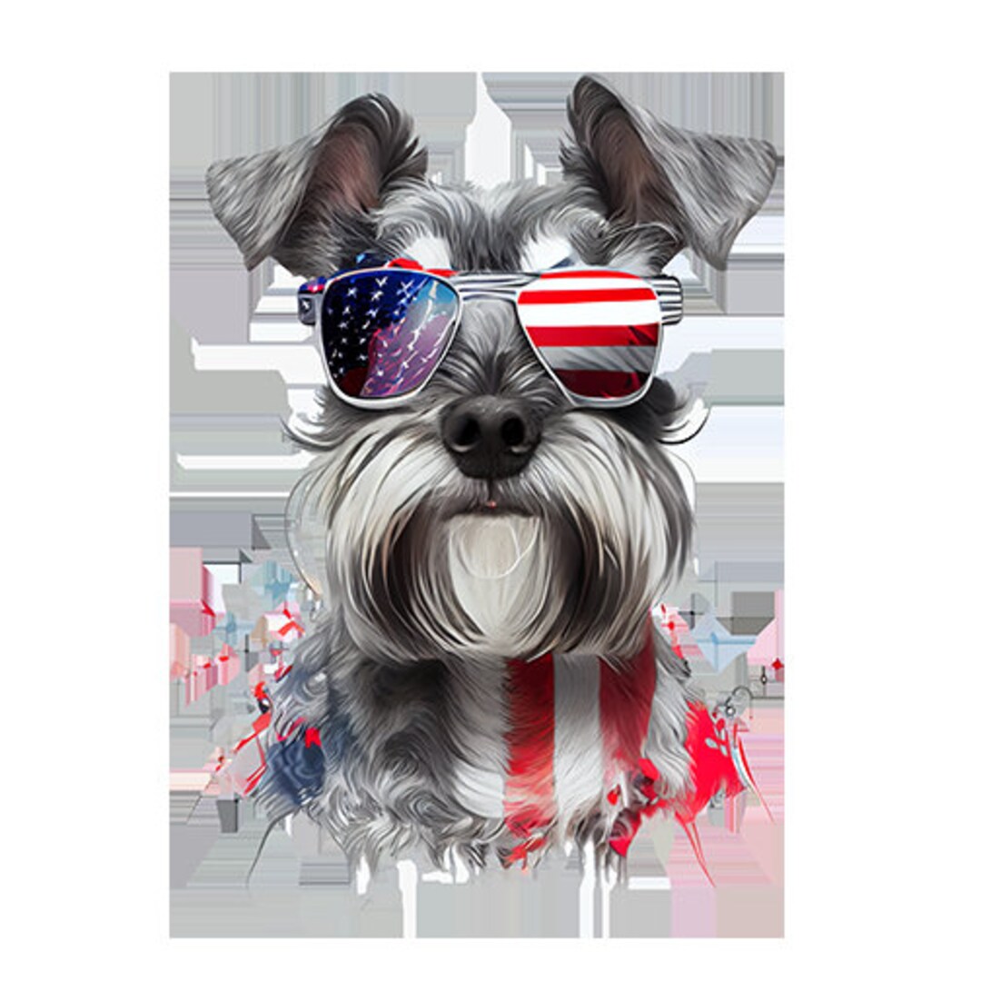 Miniature Schnauzer USA Flag Art Print Patriotic Dog Instant - Etsy