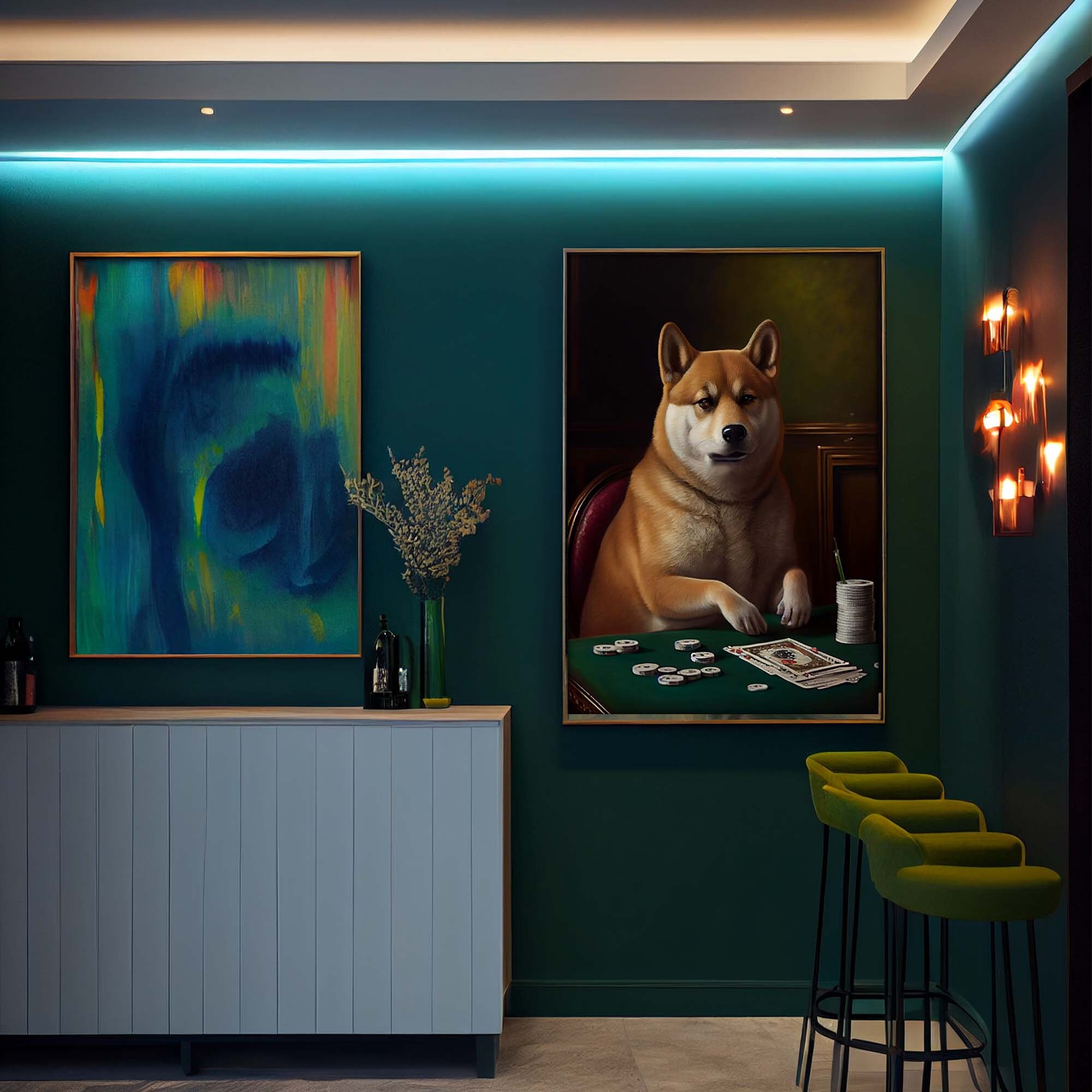 Shiba Inu Poker Face Art Decor Instant Download Portrait, Wall Decor - Etsy