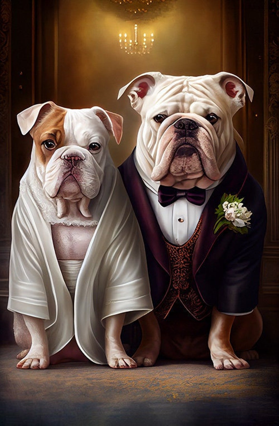 Bulldogs Wedding Art Decor Instant Download Portrait, Wall Decor 2 - Etsy