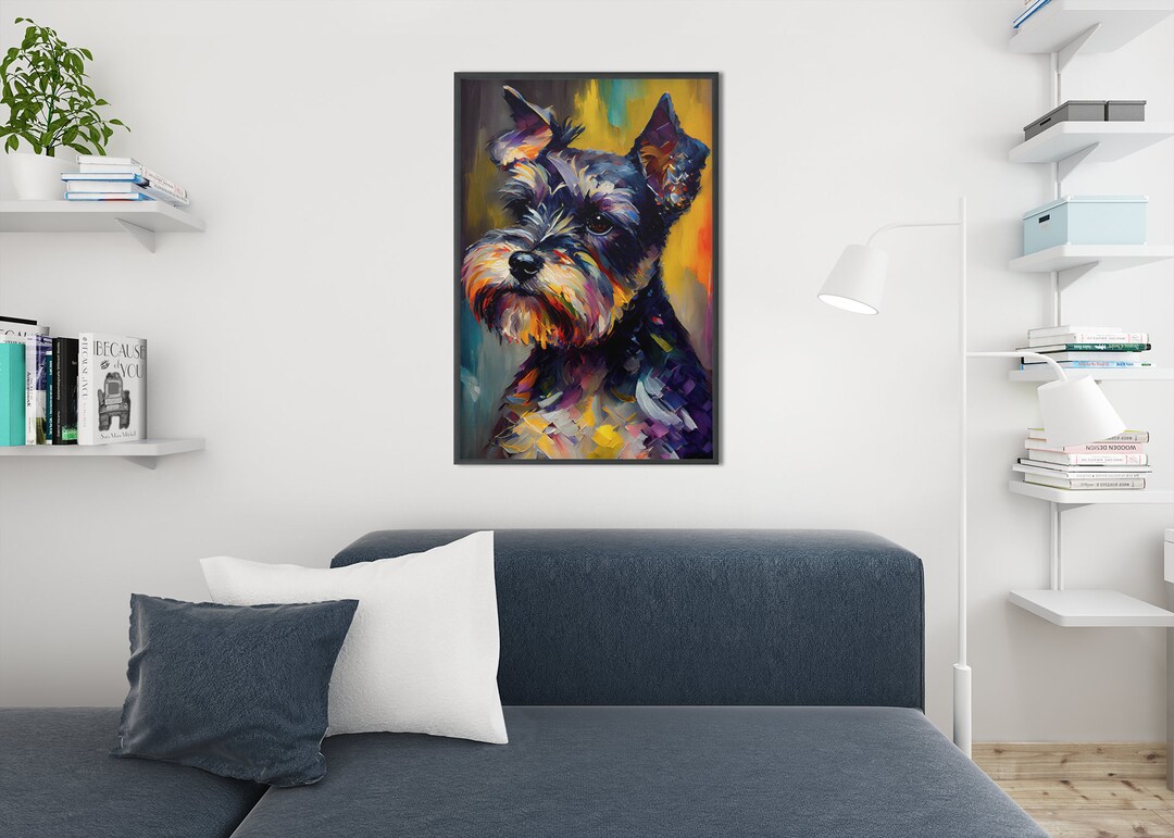 Miniature Schnauzer Art Print Instant Download Portrait, Wall Decor 7 ...