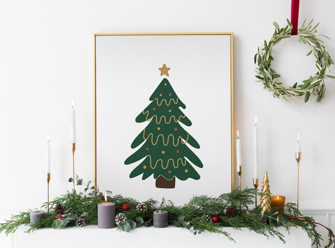 Christmas Wall Poster, Christmas Tree Wall Print, Digital Winter Poster ...