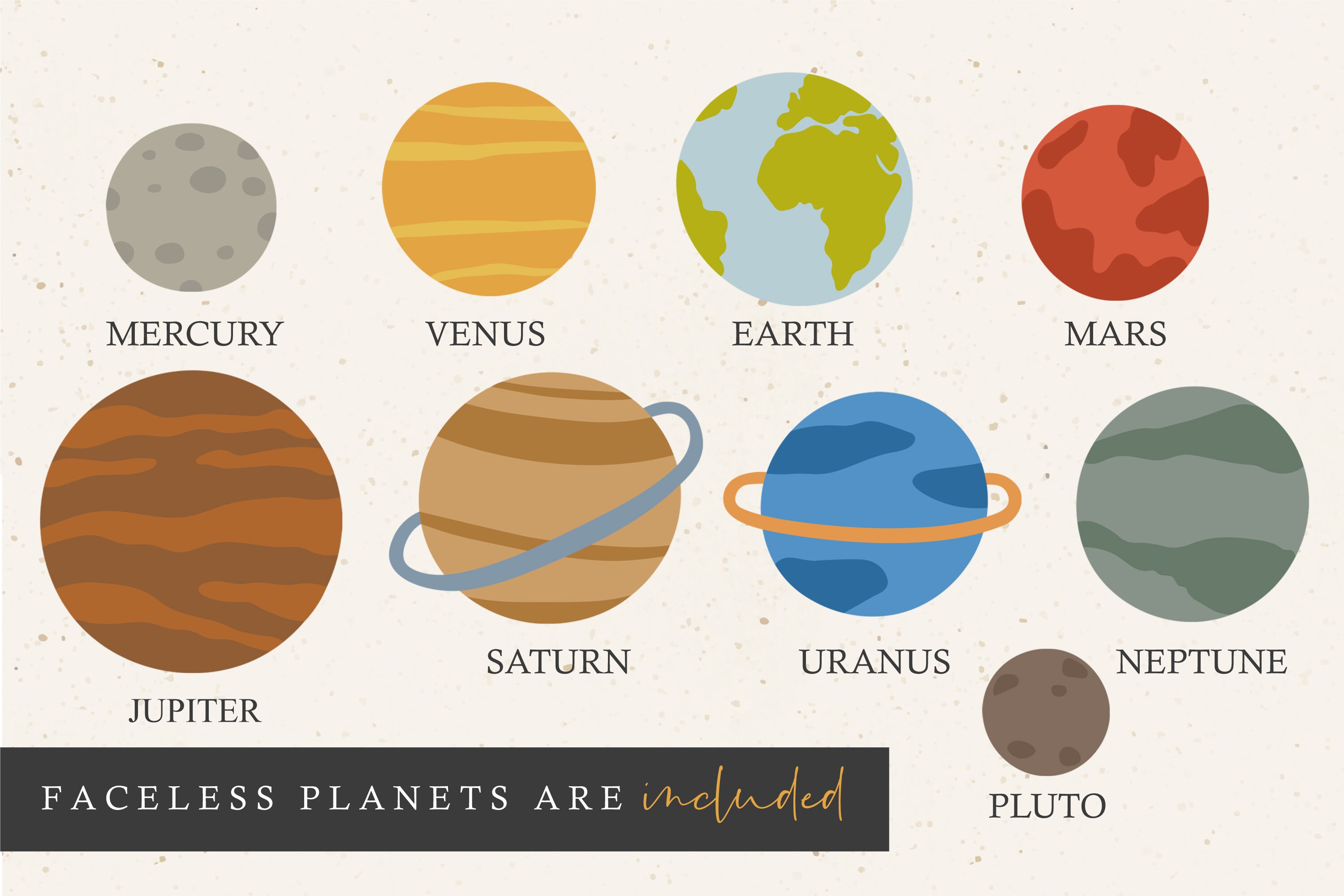 Solar System Clipart Kawaii Planets Clipart Educational - Etsy