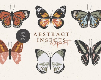 Boho Butterflies Clipart Spring Butterfly Elements Digital | Etsy