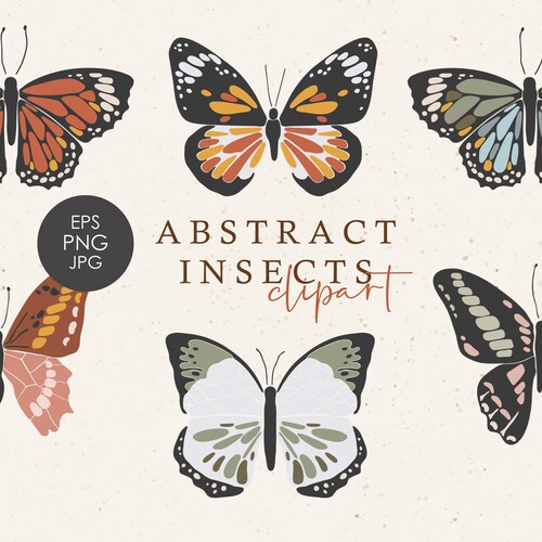 Boho Butterflies Clipart Spring Butterfly Elements Digital - Etsy