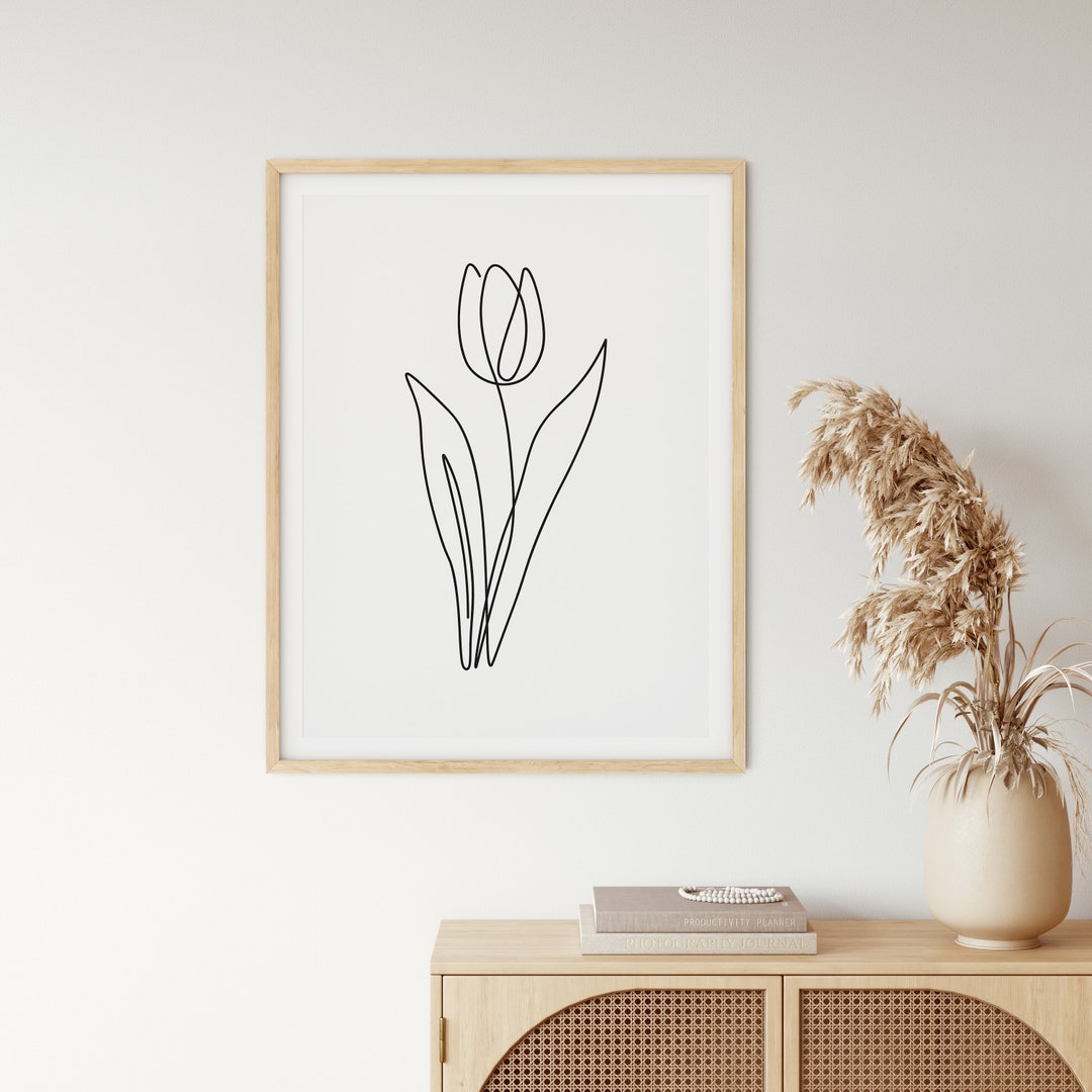 One Line Tulip Wall Print Flower Wall Poster Botanical Plant - Etsy