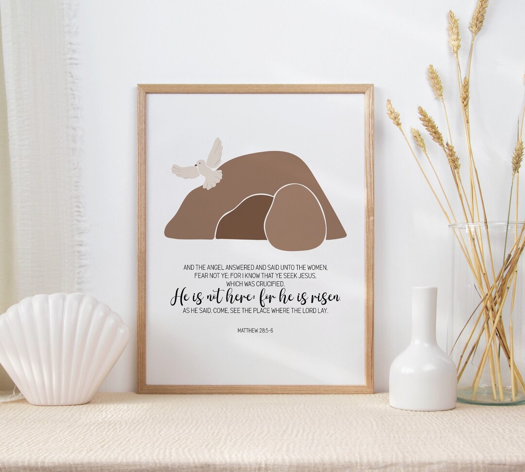He is Risen Wall Print, Jesus Empty Tomb Print, Digital Easter Wall ...